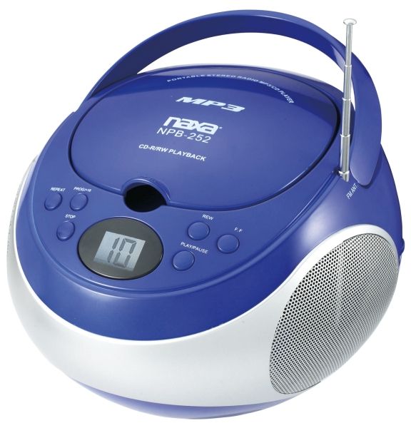 NAXA NPB252-BLU Portable MP3/CD Player with AM/FM Stereo Radio, 3.5mm ...