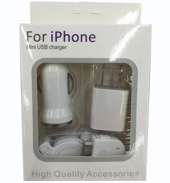iCHK3104-WHT WHITE - Home and Car USB Chargers with USB Dock Cable for ...